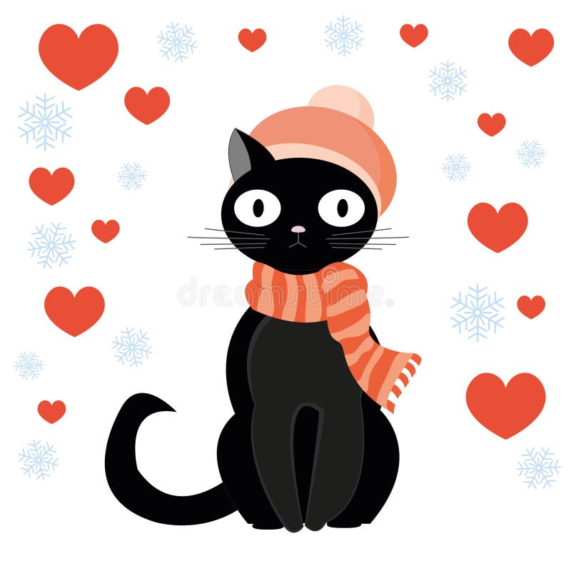 Katze und Herz vektor abbildung. Illustration von kunst - 83655790