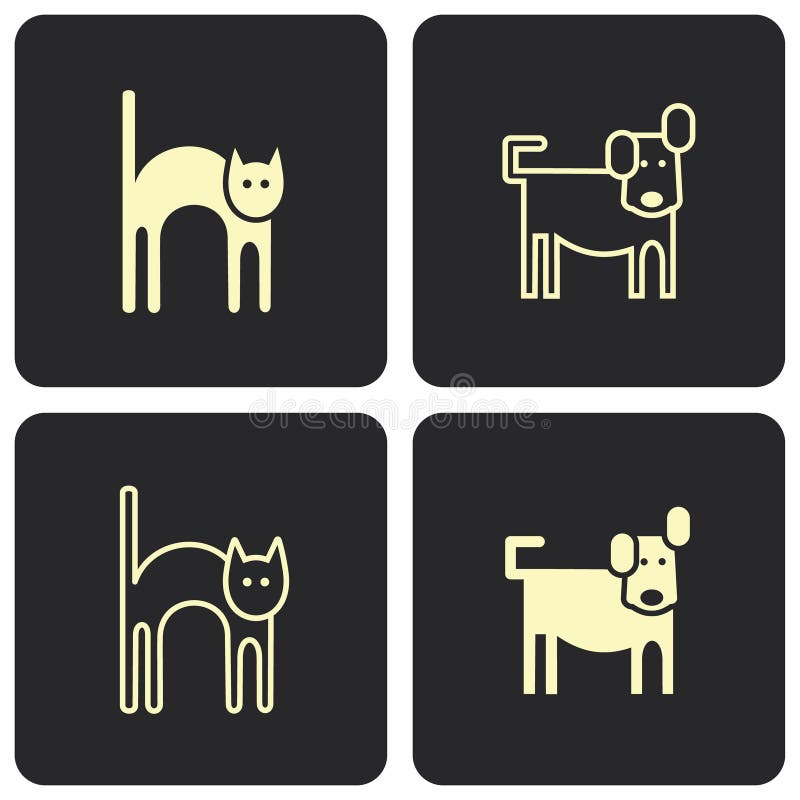 Katze Und Hund - Vector Ikonen, Symbole Vektor Abbildung - Illustration ...
