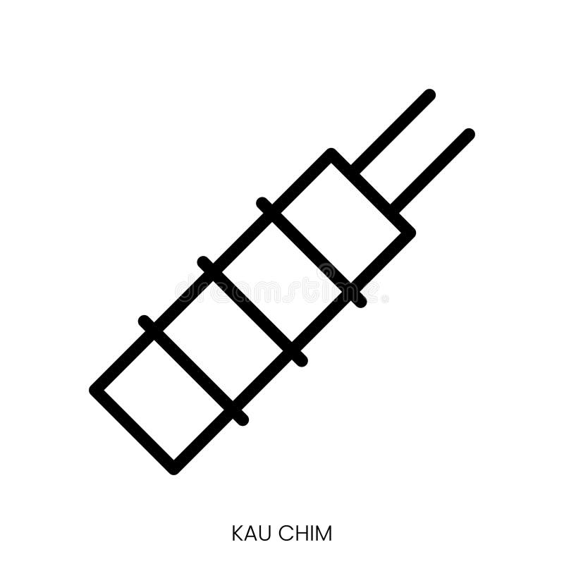 Kau Chim Icon. Line Art Style Design Isolated on White Background Stock ...