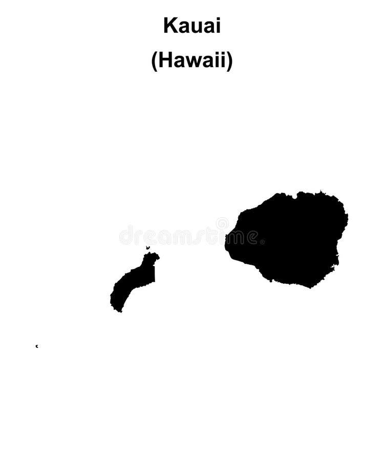 Kauai outline map stock vector. Illustration of vector - 360775188