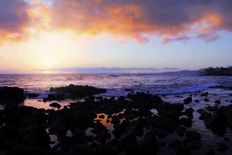 Kauai, Hawaii at sunset stock photo. Image of seas, morning - 88676606