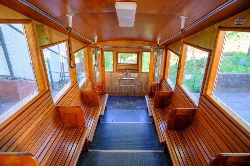 KAUNA, LITHUANIA - MAY 5 2023: Zaliakalnis Funicular. the Inside of a ...