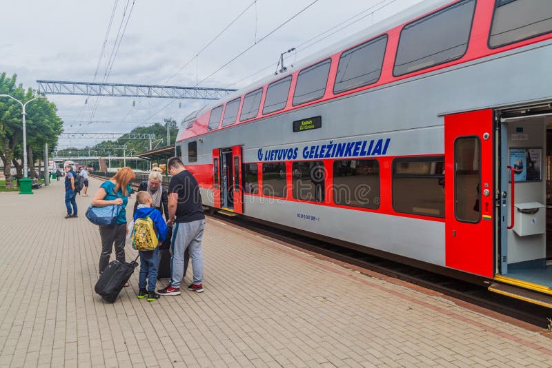 KAUNAS, LITHUANIA - AUGUST 16, 2016: Train at the Main Train Station in ...