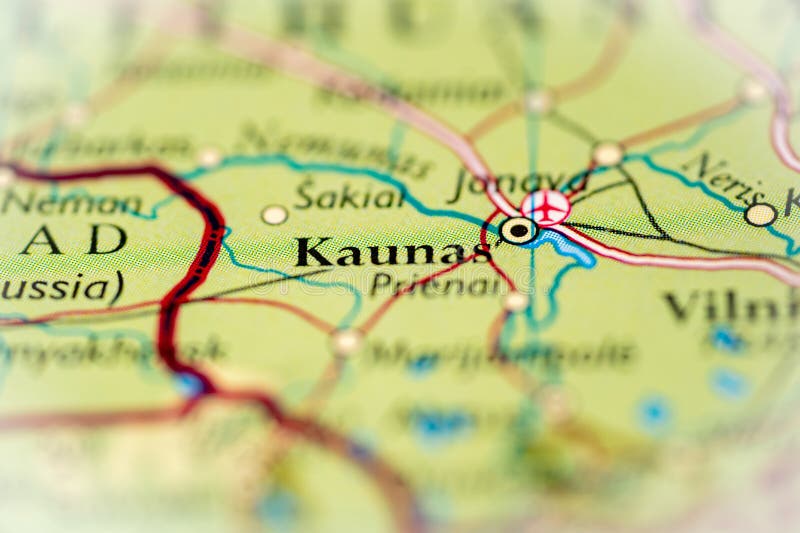 Kaunas, Lithuania Highlighted on a World Map Stock Image - Image of ...