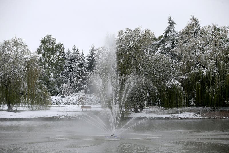 Kaunas Lithuania. Snow on May 12 Morning in Kaunas. Object Name:weather ...