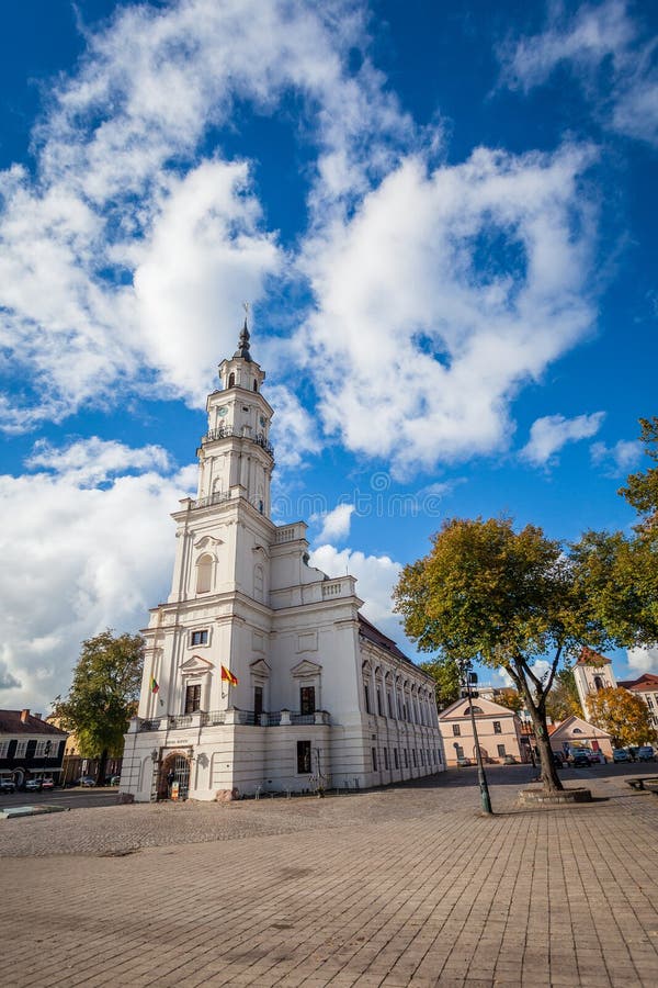 Kaunas Main Square and Town Hall Editorial Photo - Image of blue ...