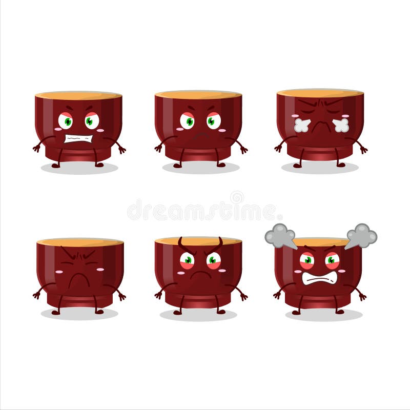 Kava Drink Cartoon Character with Various Angry Expressions Stock ...
