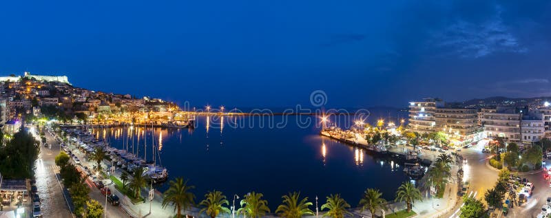Kavala Port, Greece. Image from the Old Fortress. Stock Image - Image ...