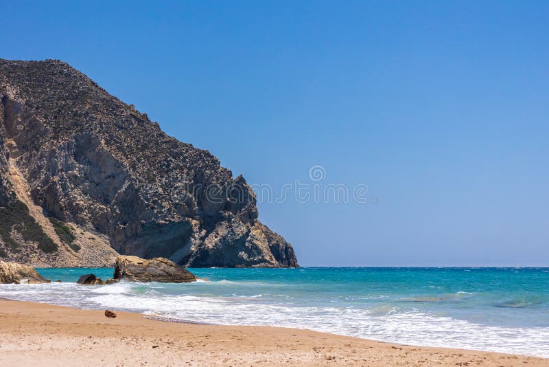 Kavo Paradiso beach in kos stock image. Image of decoration - 254848151