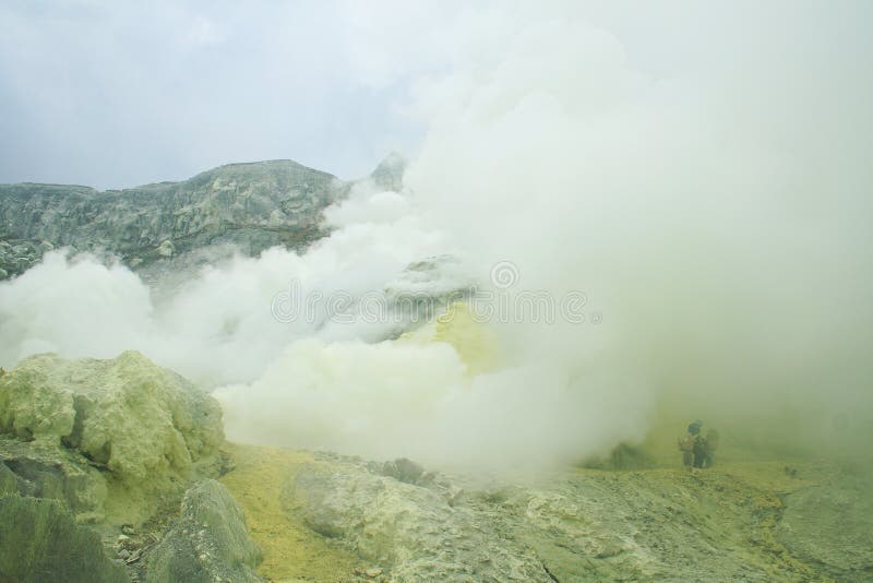Kawah Ijen Crater - East Java Stock Image - Image of hiking, geological ...