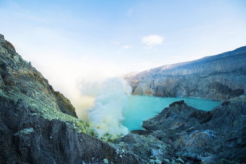 Kawah Ijen Volcano stock image. Image of labour, toxic - 69661013