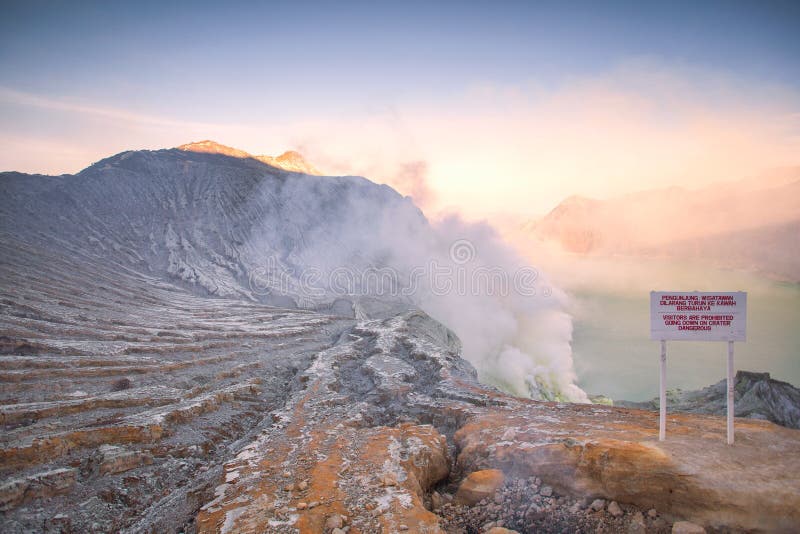 Kawah Ijen Volcano of East Java, Indonesia. Stock Photo - Image of mist ...