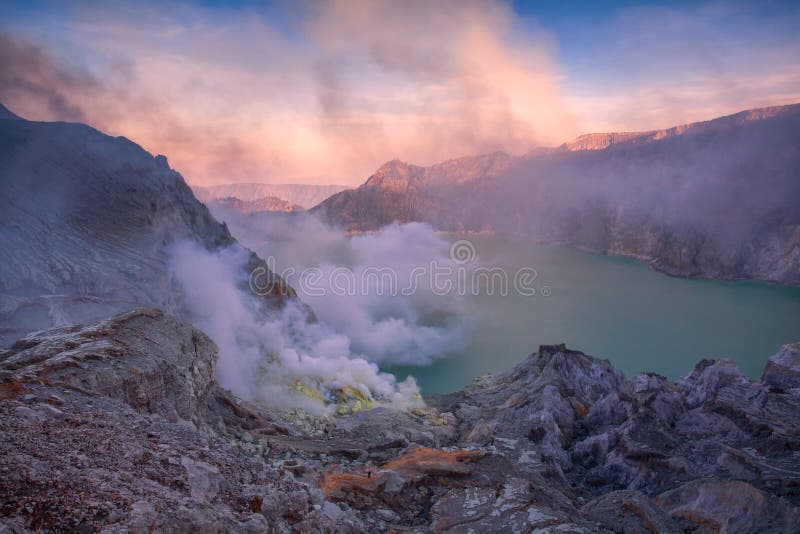 Kawah Ijen Volcano of East Java, Indonesia. Stock Photo - Image of ...