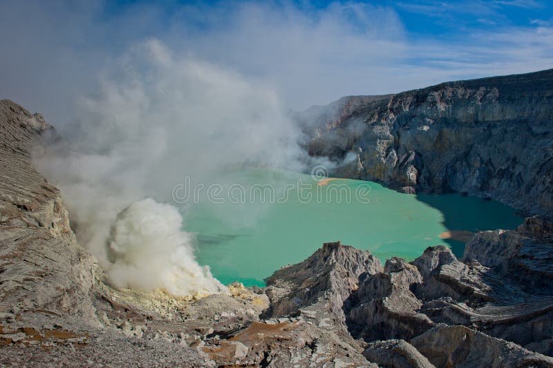 Kawah Ijen Volcano, Java, Indonesia Stock Image - Image of cloud, fume ...