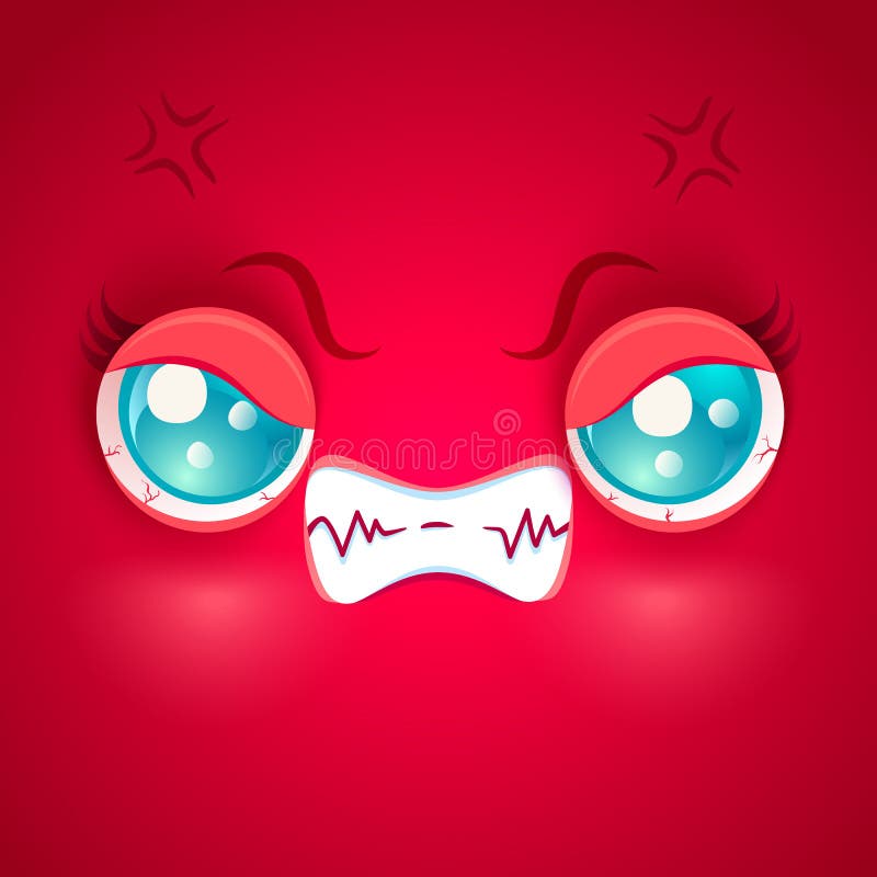 Kawaii angry face. stock vector. Illustration of cartoon - 90251237