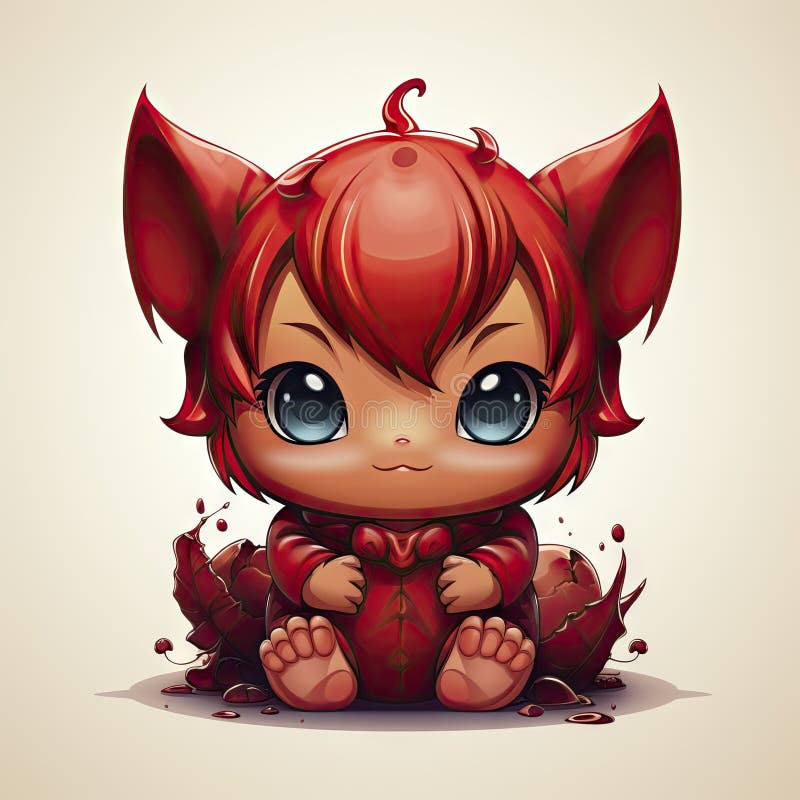 Kawaii Baby Devil on White Background. Stock Illustration ...