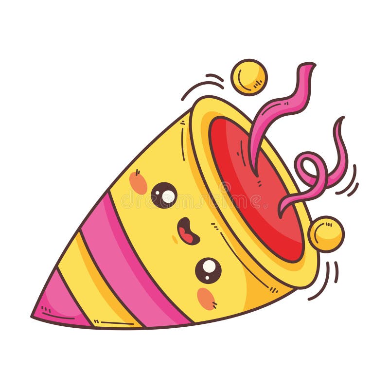 Kawaii Birthday Confetti Cartoon Stock Illustration - Illustration of ...