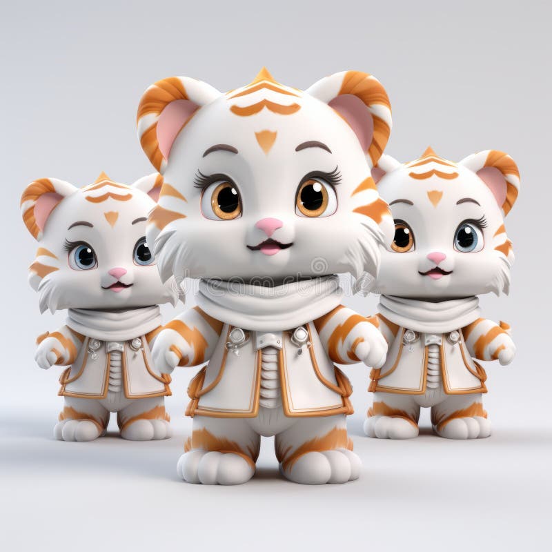 Adorable 3d Cat Models In Fantasy Fashion Style Stock Illustration Illustration Of Symmetrical
