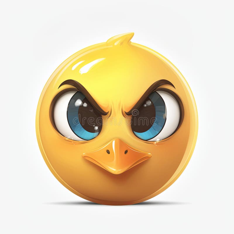 Kawaii Chibi Emoji with Angry Expression and Big Blue Eyes Stock ...