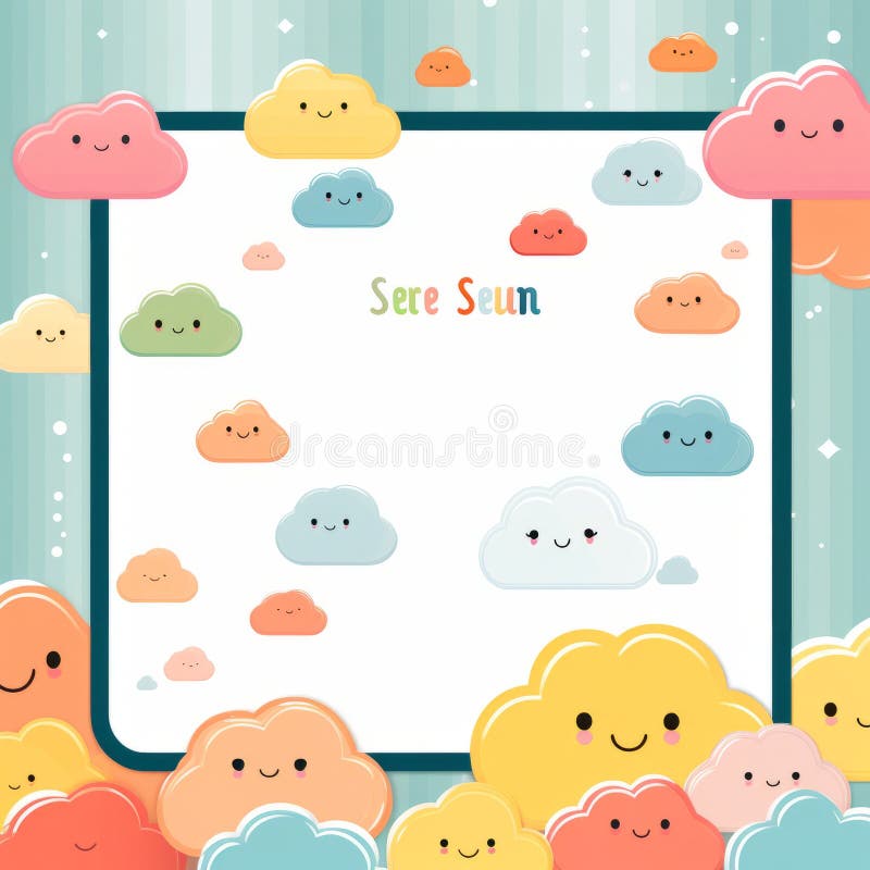 A Cute Cloud with a Smiley Face on it Stock Illustration - Illustration ...