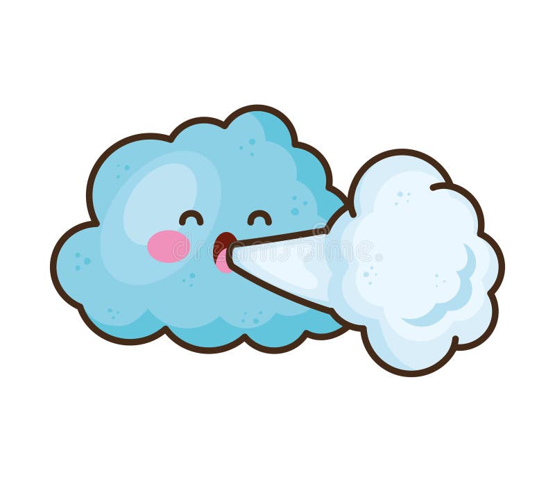Kawaii cloud blowing stock vector. Illustration of character - 284018557