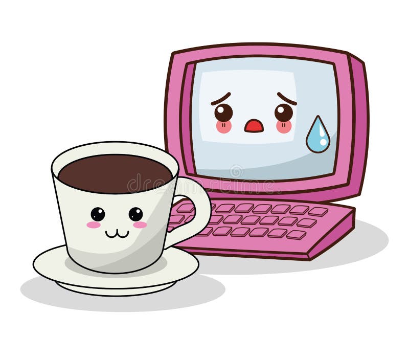 Kawaii Computer-Schreibild stock abbildung. Illustration von entzückend ...