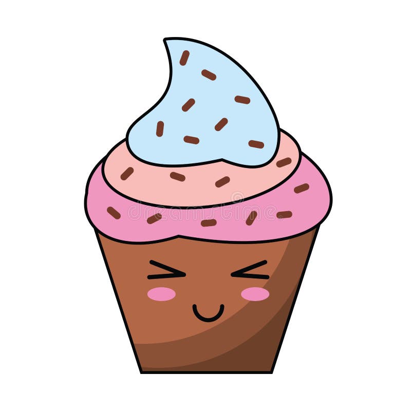 Kawaii Cupcake Sweet Dessert Stock Illustration - Illustration of ...