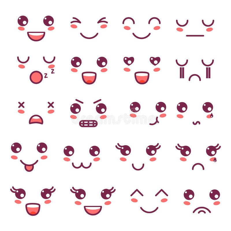 Kawaii Cute Faces, Kawaii Emoticons, Adorable Characters Icons Design ... Kawaii Cute Faces, Kawaii Emoticons, Adorable Characters Icons Design ...