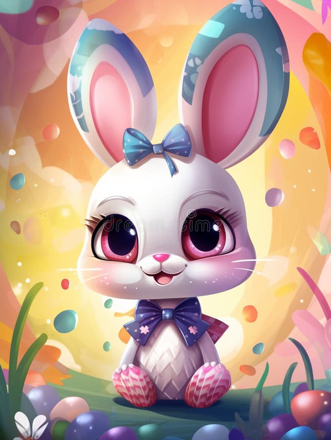 Cute Cartoon Bunnies With Big Eyes