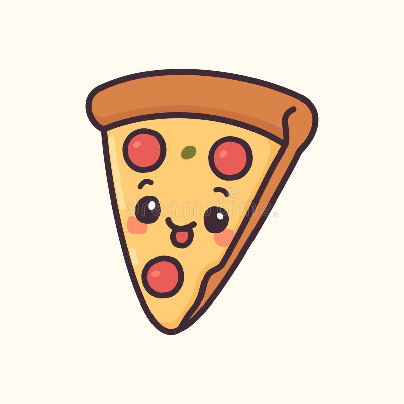 Kawaii Design Style Cheeky Slice of Pizza Vector Template Stock Vector ...
