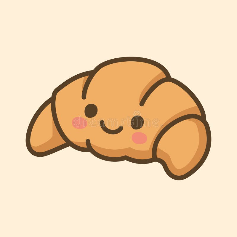 Kawaii Design Style Croissant Vector Template Stock Vector ...