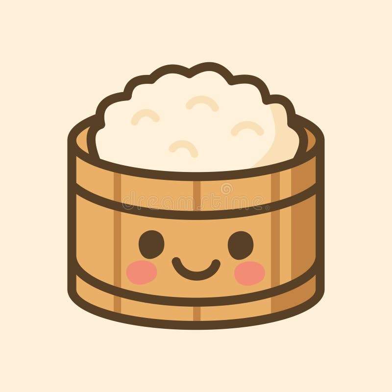 Kawaii Design Style Sticky Rice Vector Template Stock Illustration ...