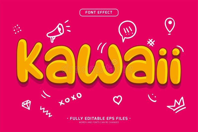 Kawaii Doodle Text Effect, Editable Vector Text Effect Stock Vector ...