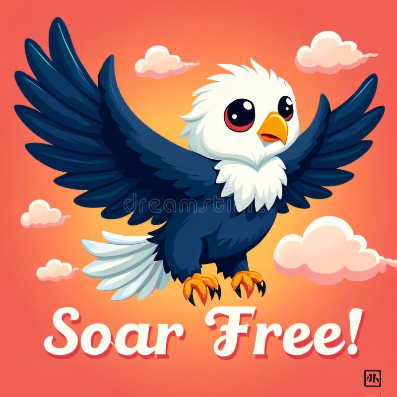 Kawaii Eagle Soaring Free T-Shirt Design Stock Illustration ...