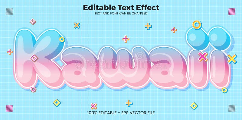 Kawaii Editable Text Effect in Modern Trend Style Stock Vector ...