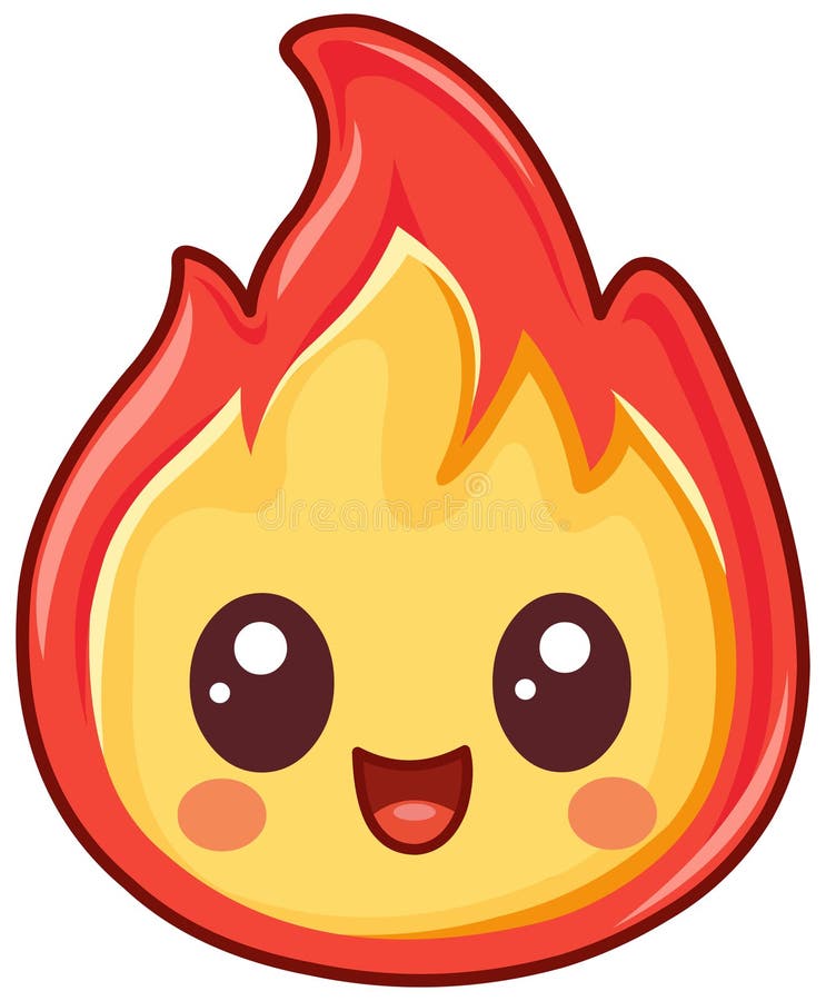 Kawaii Fire Flame stock vector. Illustration of anima - 312323521