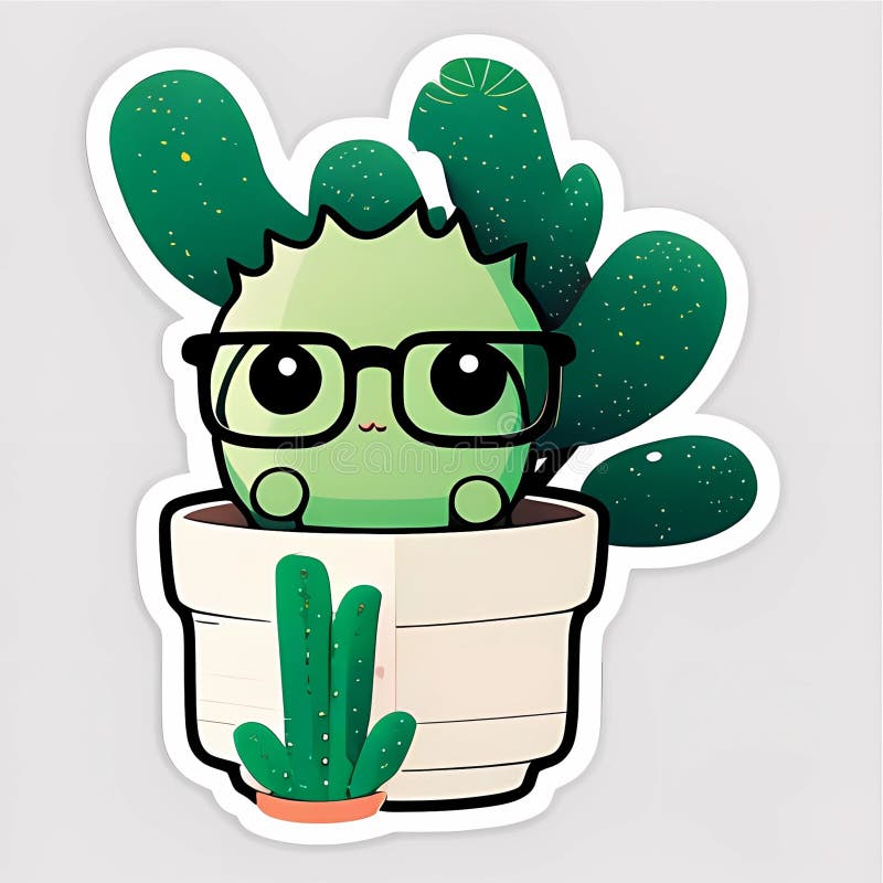 Kawaii Focus Sticker, Made with Generative AI Stock Illustration ...