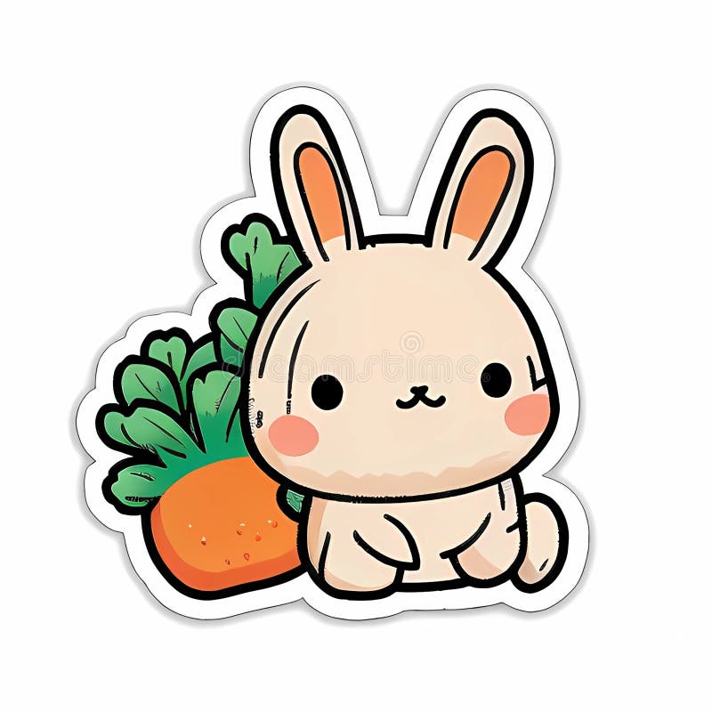 Kawaii Focus Sticker, Made with Generative AI Stock Illustration ...