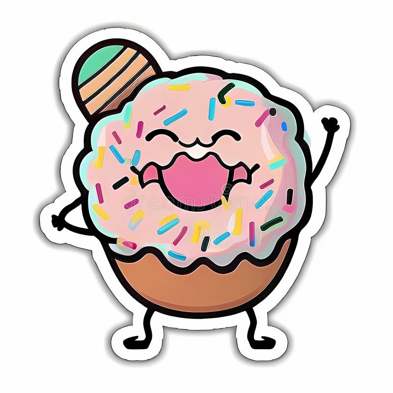 Kawaii Focus Sticker, Made with Generative AI Stock Illustration ...