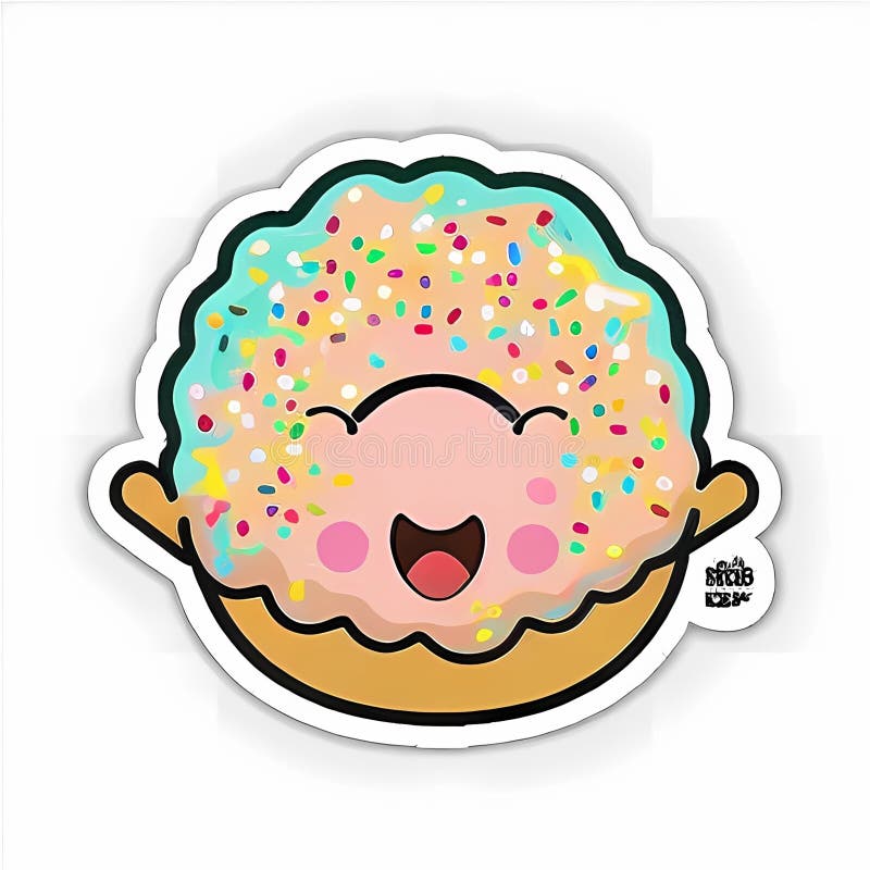 Kawaii Focus Sticker, Made with Generative AI Stock Illustration ...