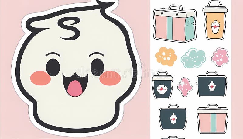 Kawaii Ghost Sticker, Made with Generative AI Stock Illustration ...