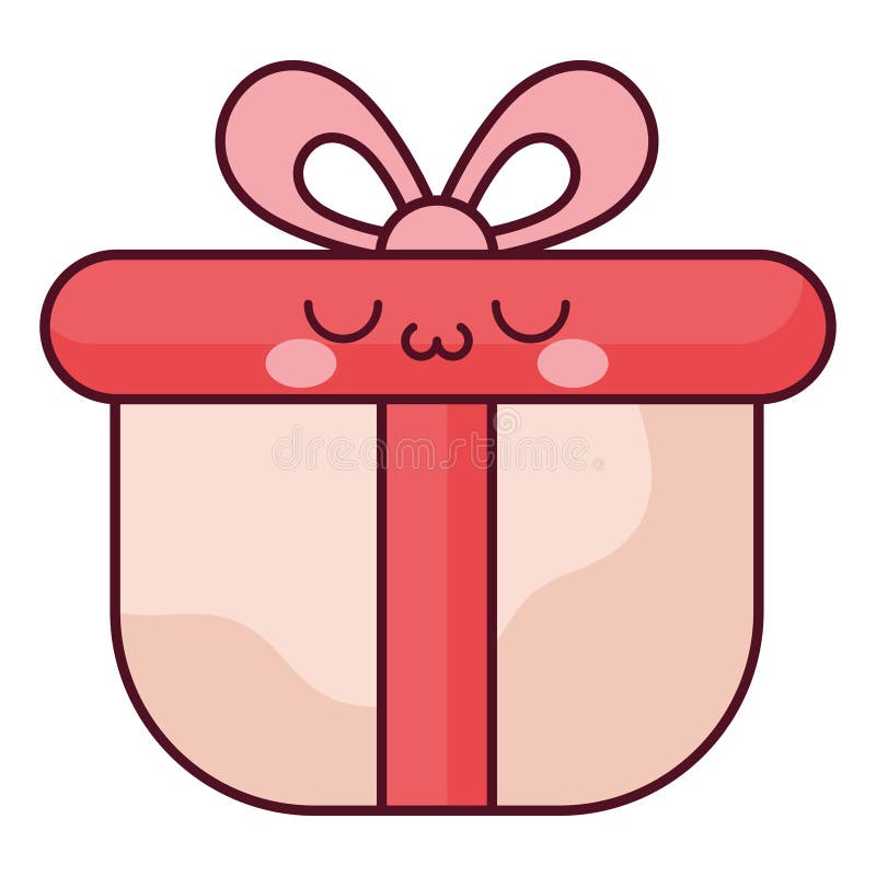 Kawaii gift box stock vector. Illustration of vector - 258450729