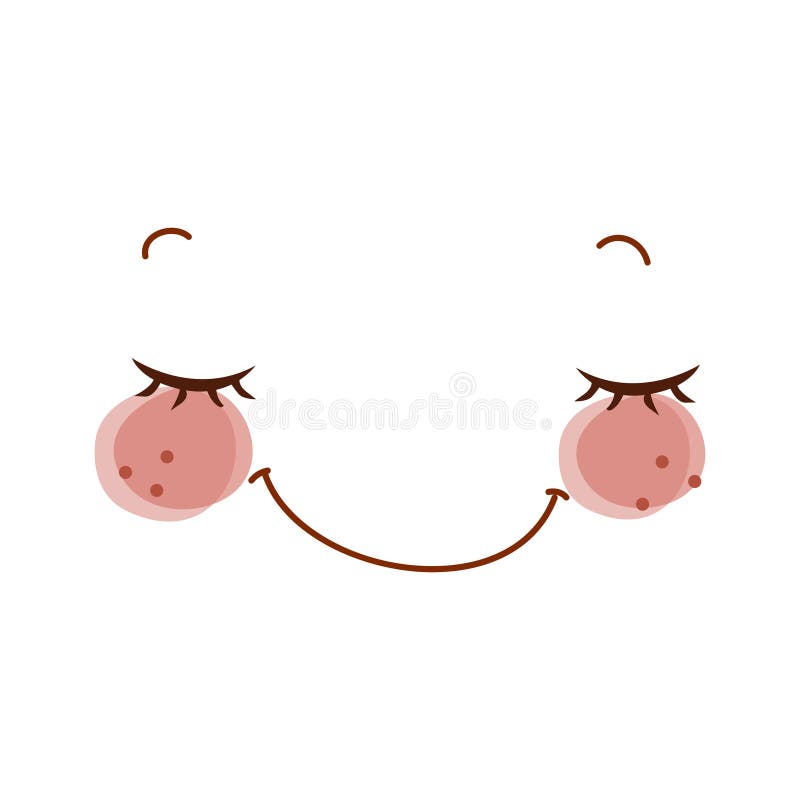 Kawaii Happy Face with Cheeks and Eyes Illustration Stock Vector ...