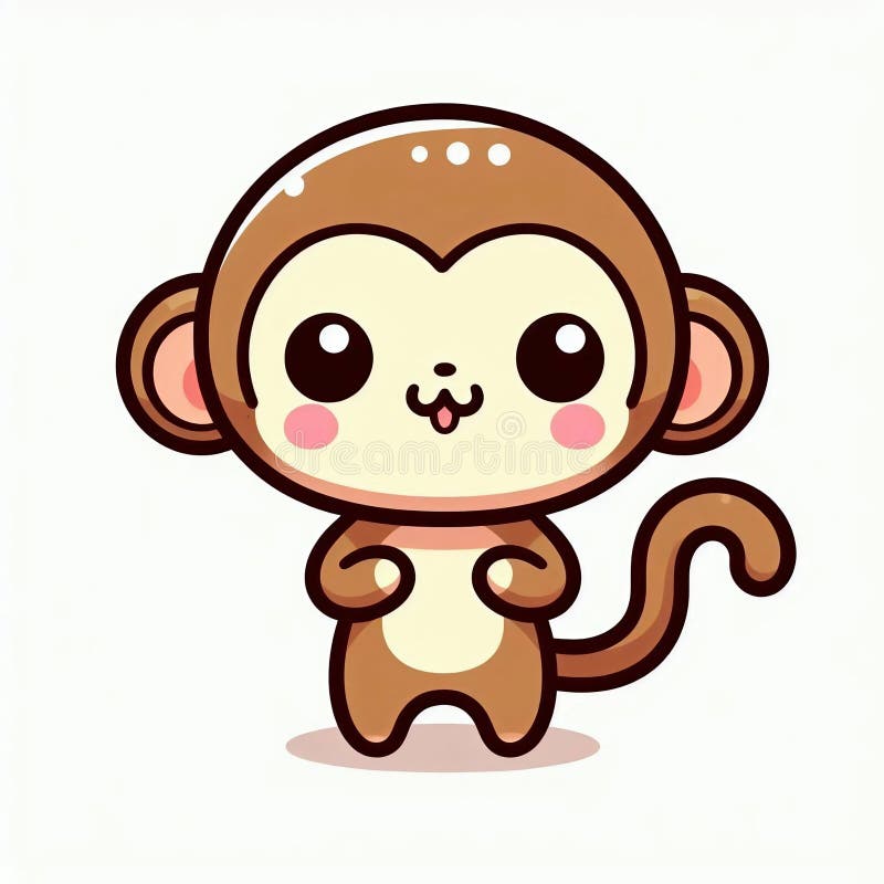 Kawaii monkey art stock illustration. Illustration of lovely - 326648051