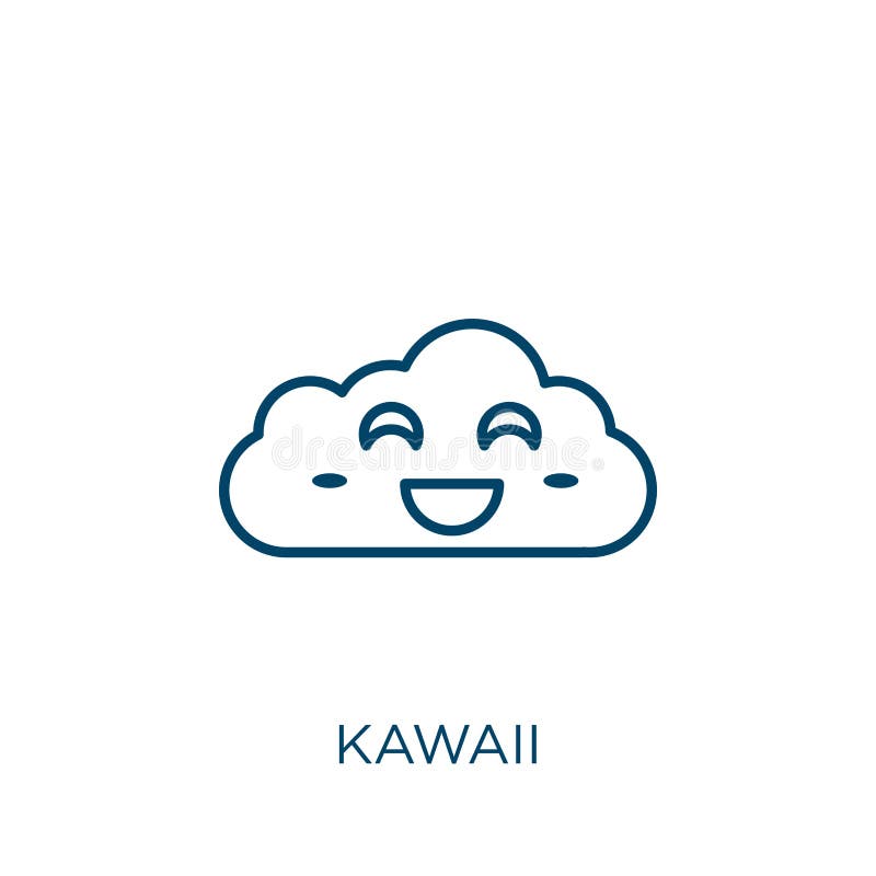 Kawaii Icon. Thin Linear Kawaii Outline Icon Isolated on White ...