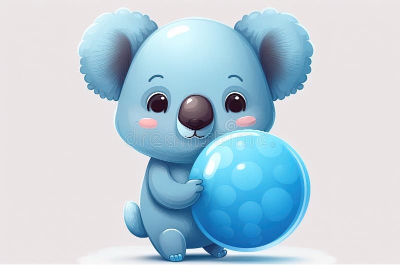 Kawaii Koala in Blue Balloon Stock Illustration - Illustration of happy ...