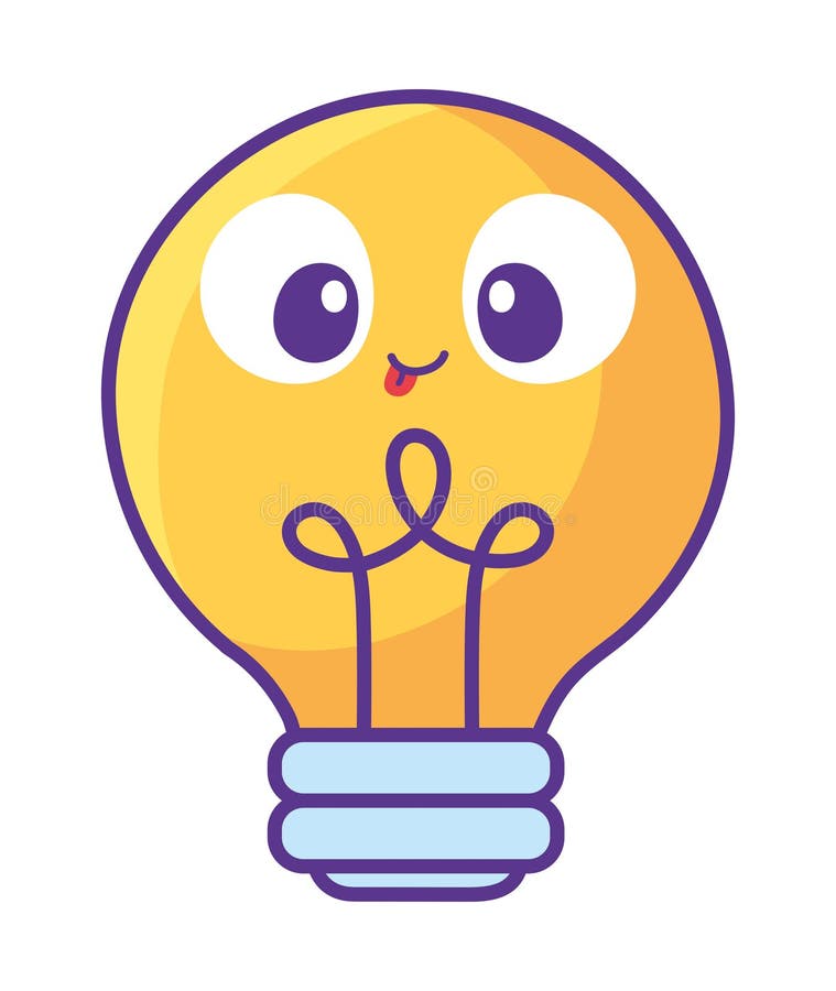 Kawaii light bulb stock vector. Illustration of think - 296333250