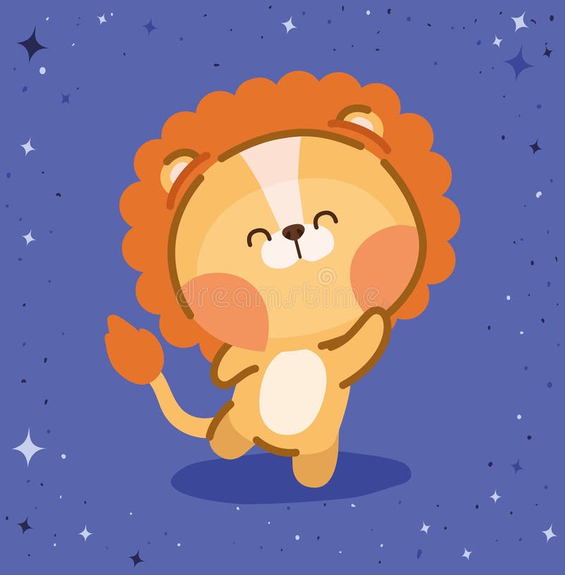 Kawaii lion card stock vector. Illustration of vector - 244449368