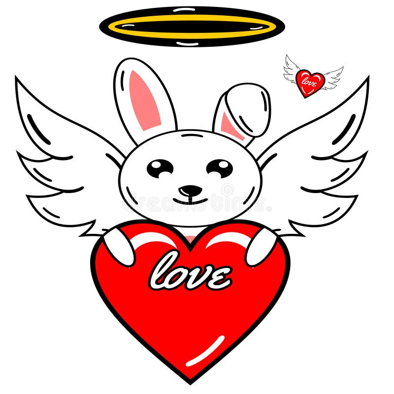Kawaii Rabbit Hug Heart Love Stock Vector - Illustration of rabbit ...