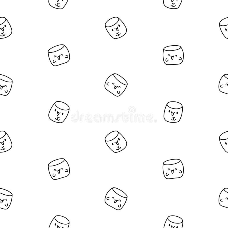 Kawaii Marshmallow Coloring Page Stock Illustration Illustration Of